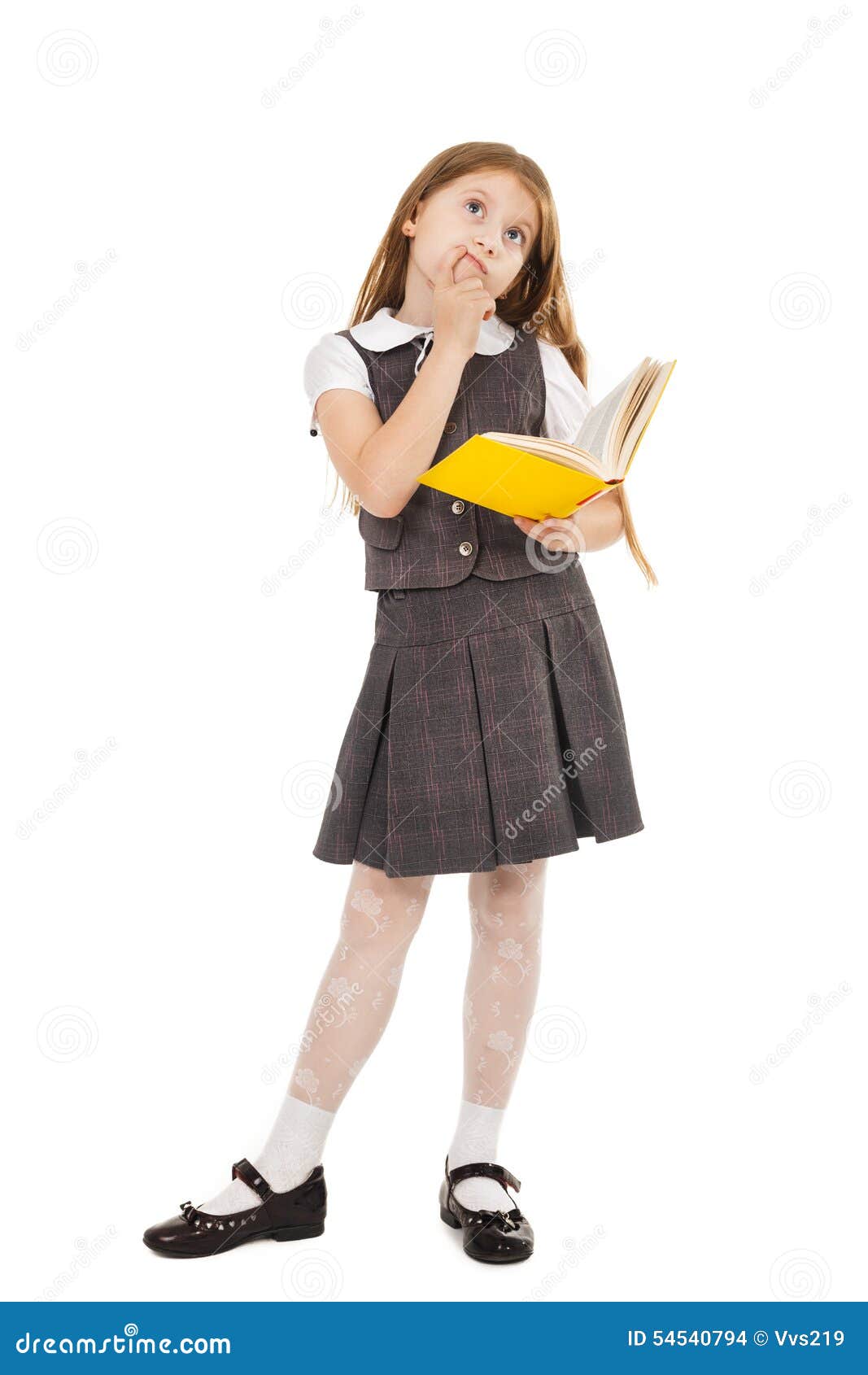 School Girl with Books Isolated Stock Photo - Image of happy, beginner ...