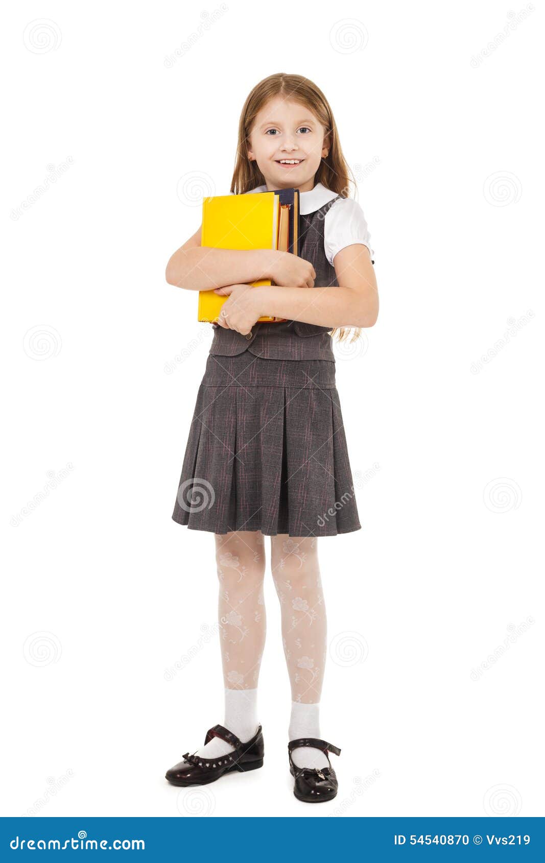 School Girl with Books Isolated Stock Photo - Image of small, little ...