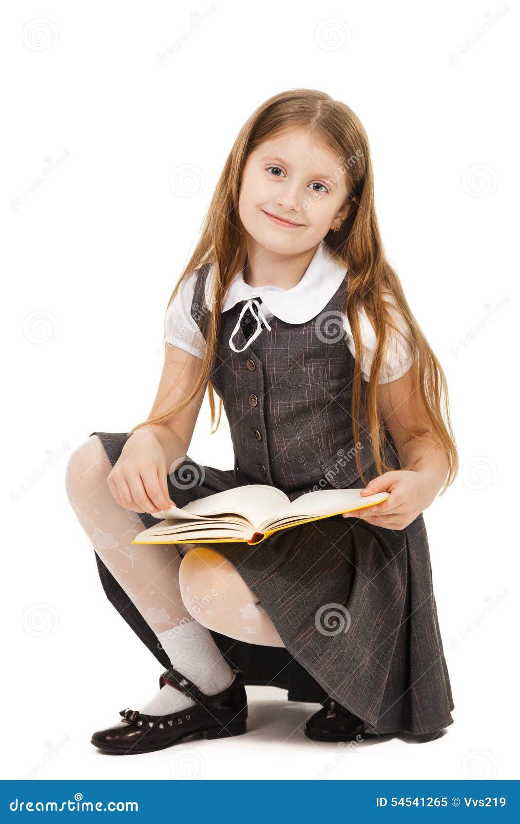 School Girl with Books Isolated Stock Image - Image of cheerful ...