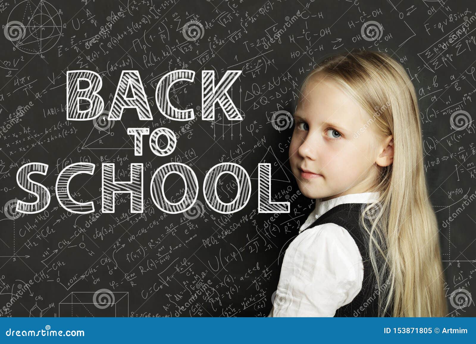 School Girl And Chalkboard With Math Formulas. Royalty-Free Stock ...