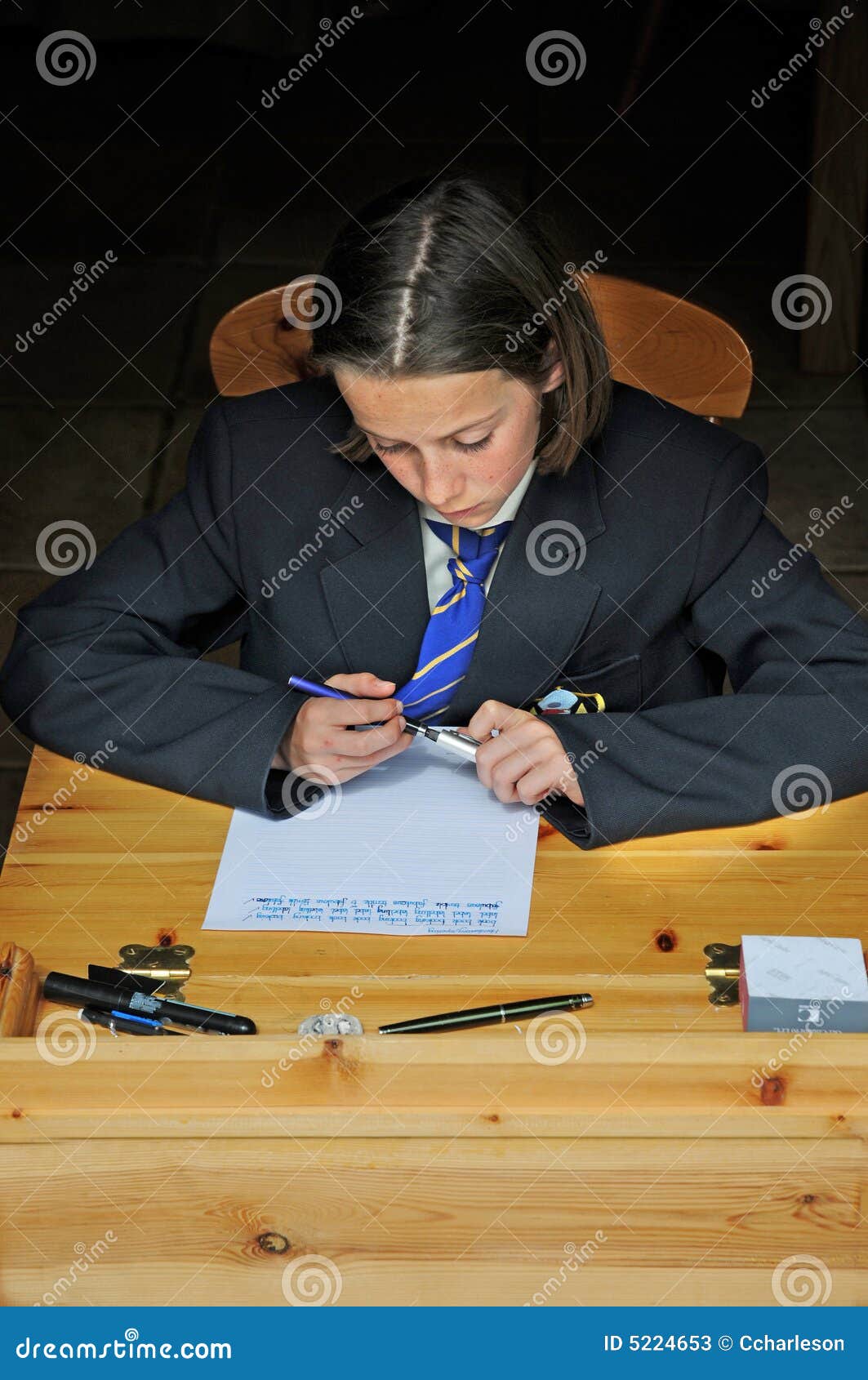 School girl concentrating stock image. Image of portrait - 5224653