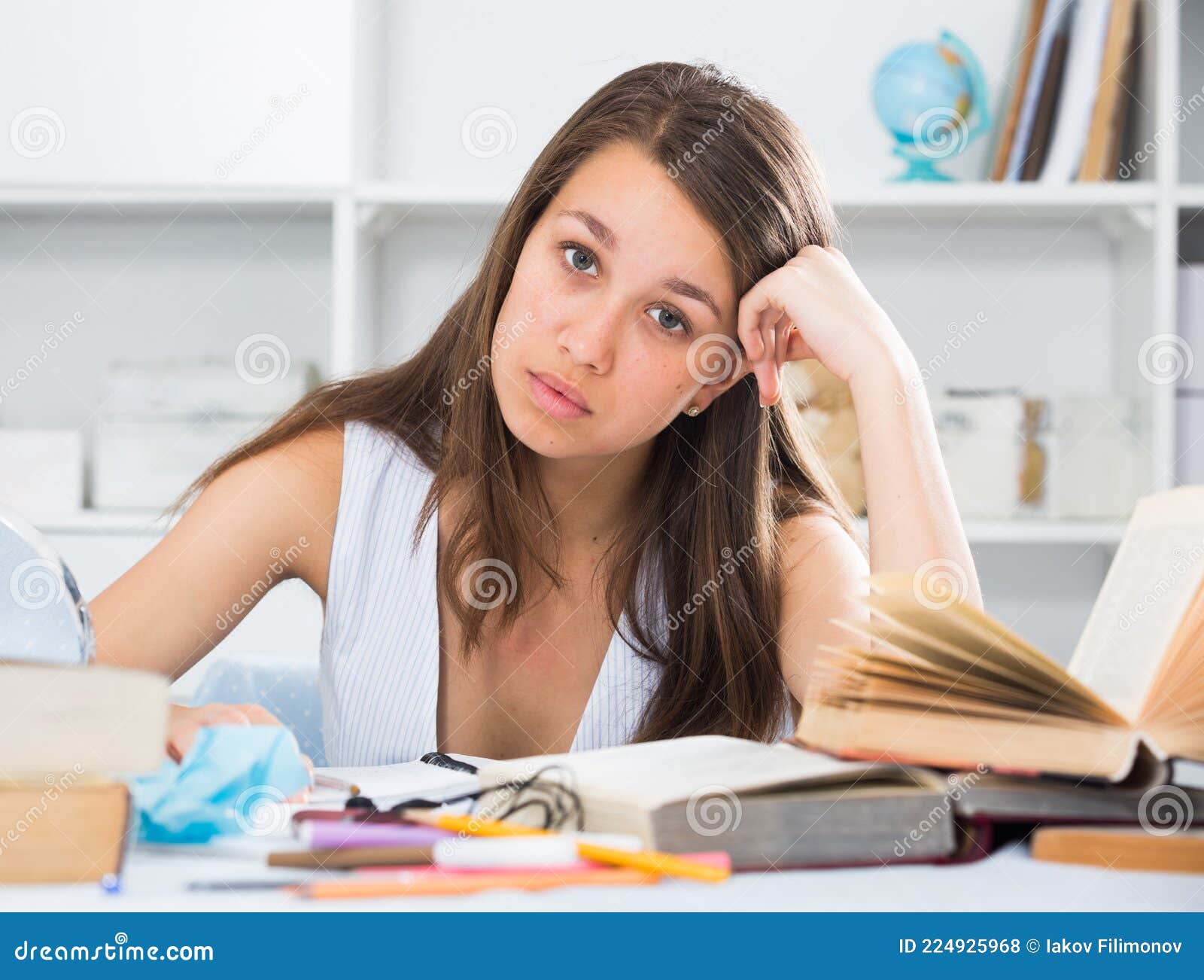School Girl is Doing Homework Stock Photo - Image of knowledge, paper ...