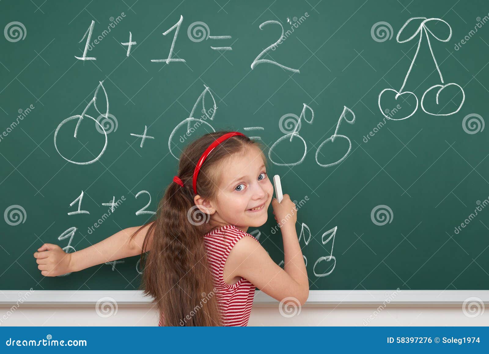 School Girl Exercise Math on Board Stock Photo - Image of school, math ...