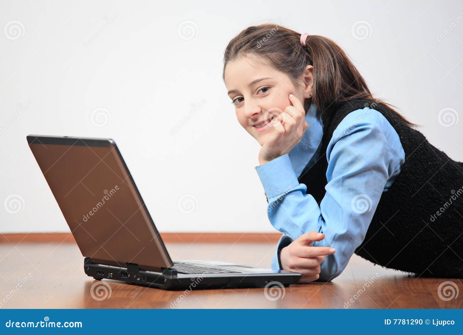 School Girl with Her Laptop Stock Photo - Image of looking, expression ...