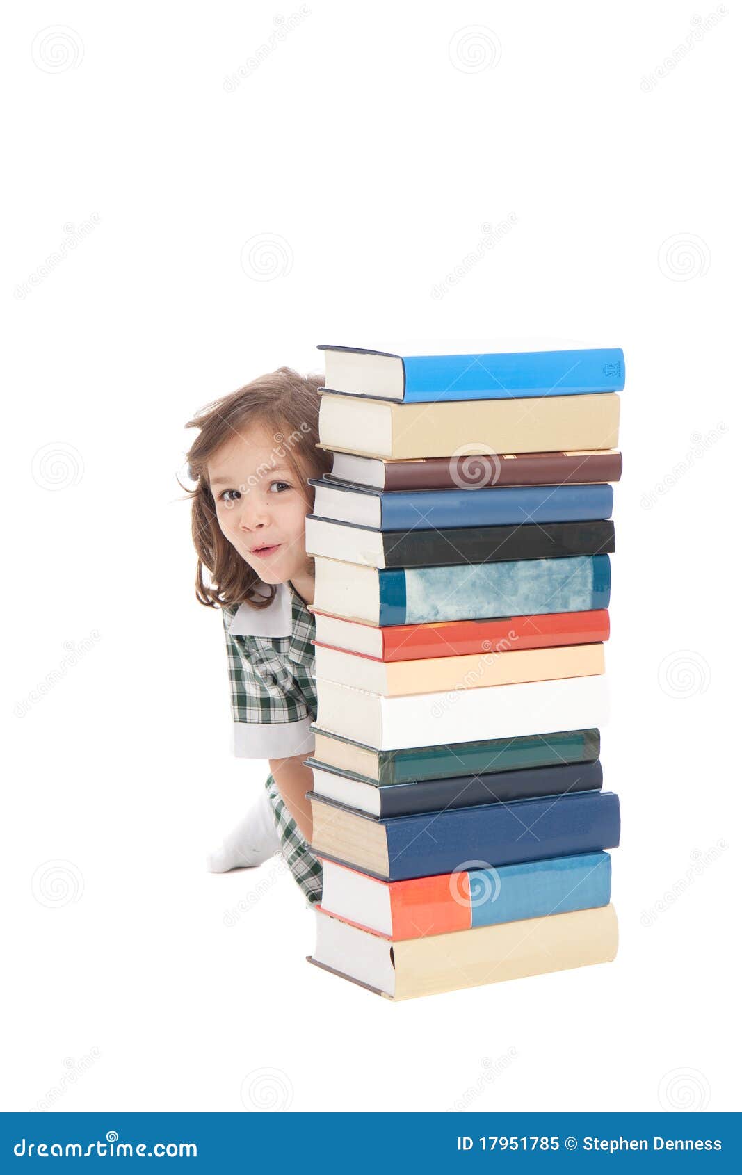 School Girl Hiding Behind Books Stock Image - Image of primary, seek ...