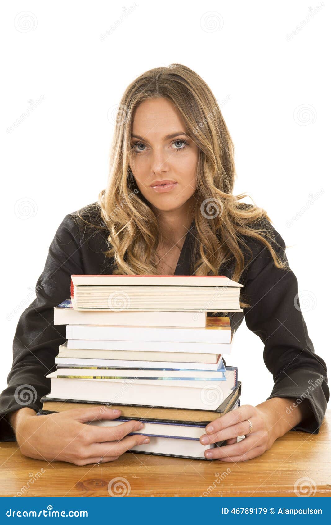 School Girl Hold Stack of Books Serious Stock Image - Image of desire ...