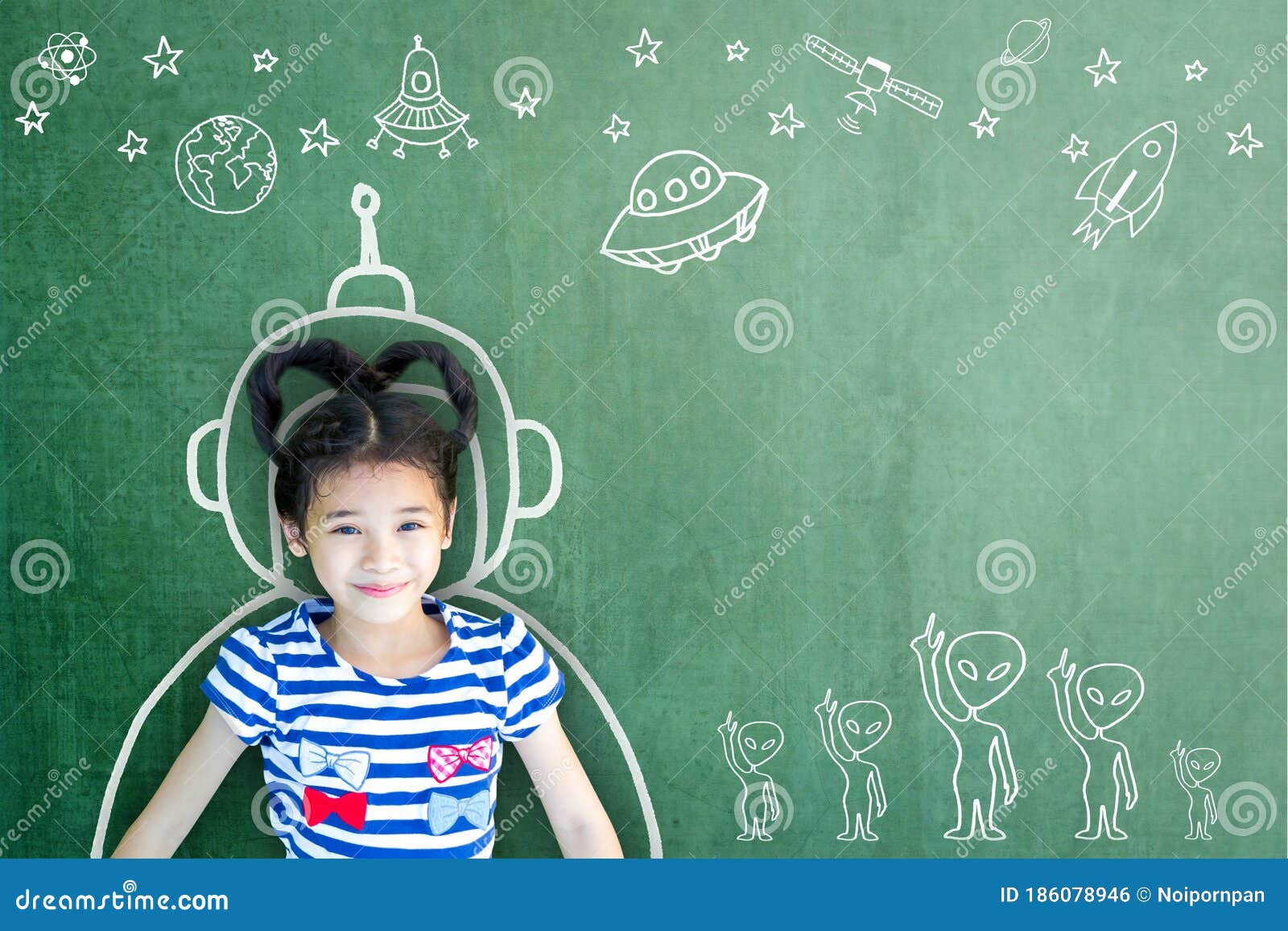 School Girl Kid`s Imagination with Learning Inspiration in Innovative ...