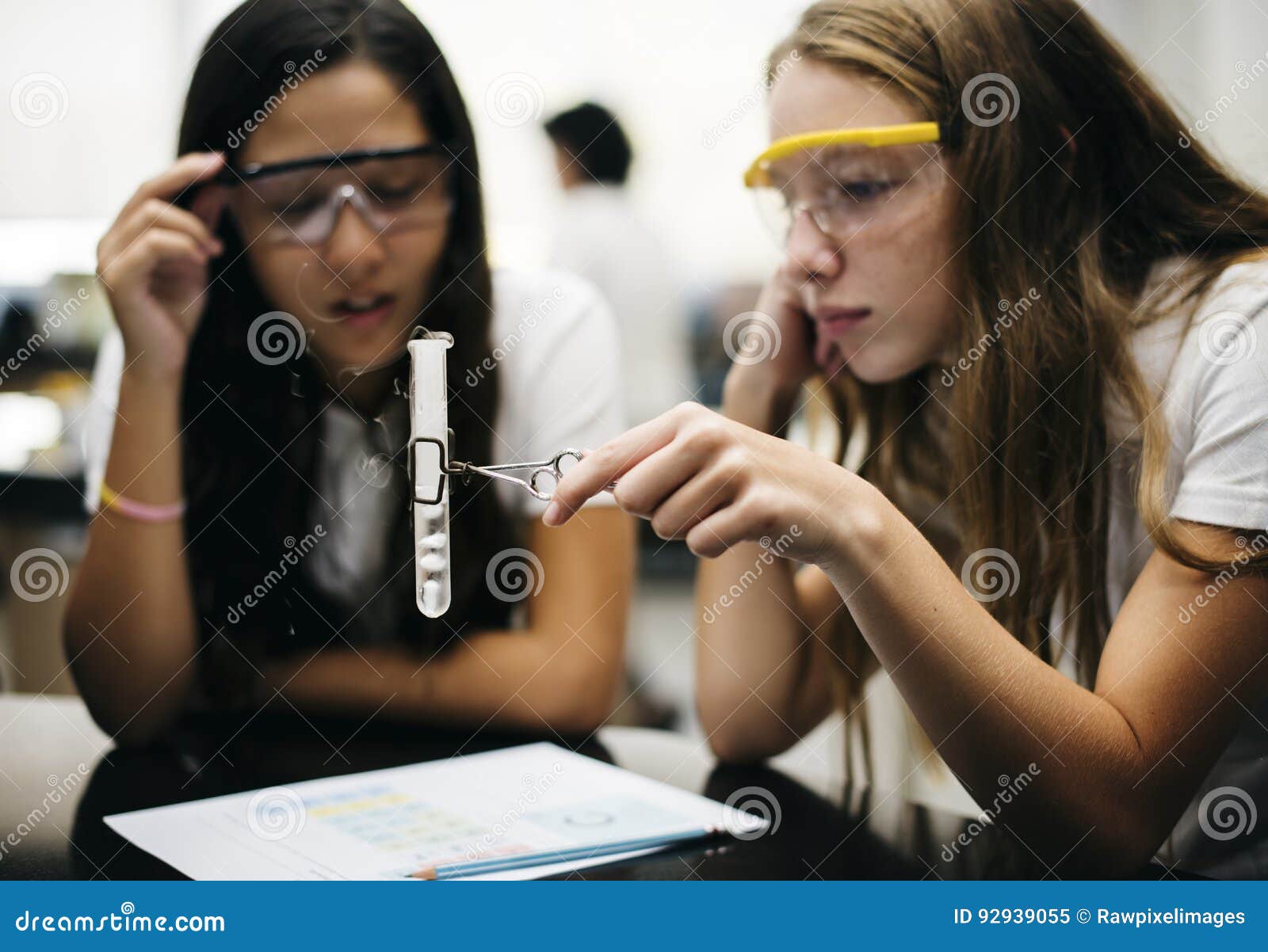 School Girl Learning Science Classroom Stock Image - Image of academic ...