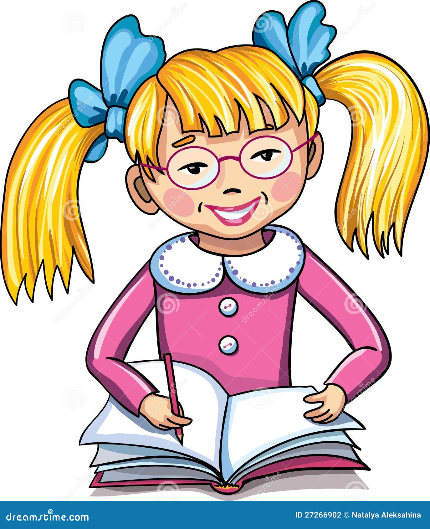 School girl with notebook stock vector. Illustration of children - 27266902