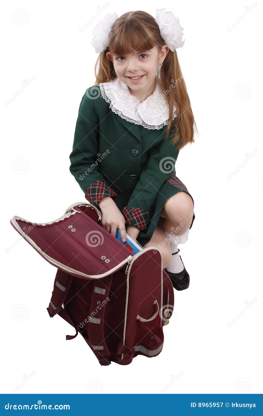 School Girl is Packing Up Backpack. Stock Image - Image of beginning ...