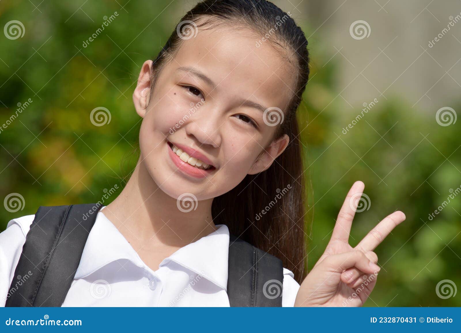 A School Girl and Peace Sign Stock Image - Image of adorable, beautiful ...