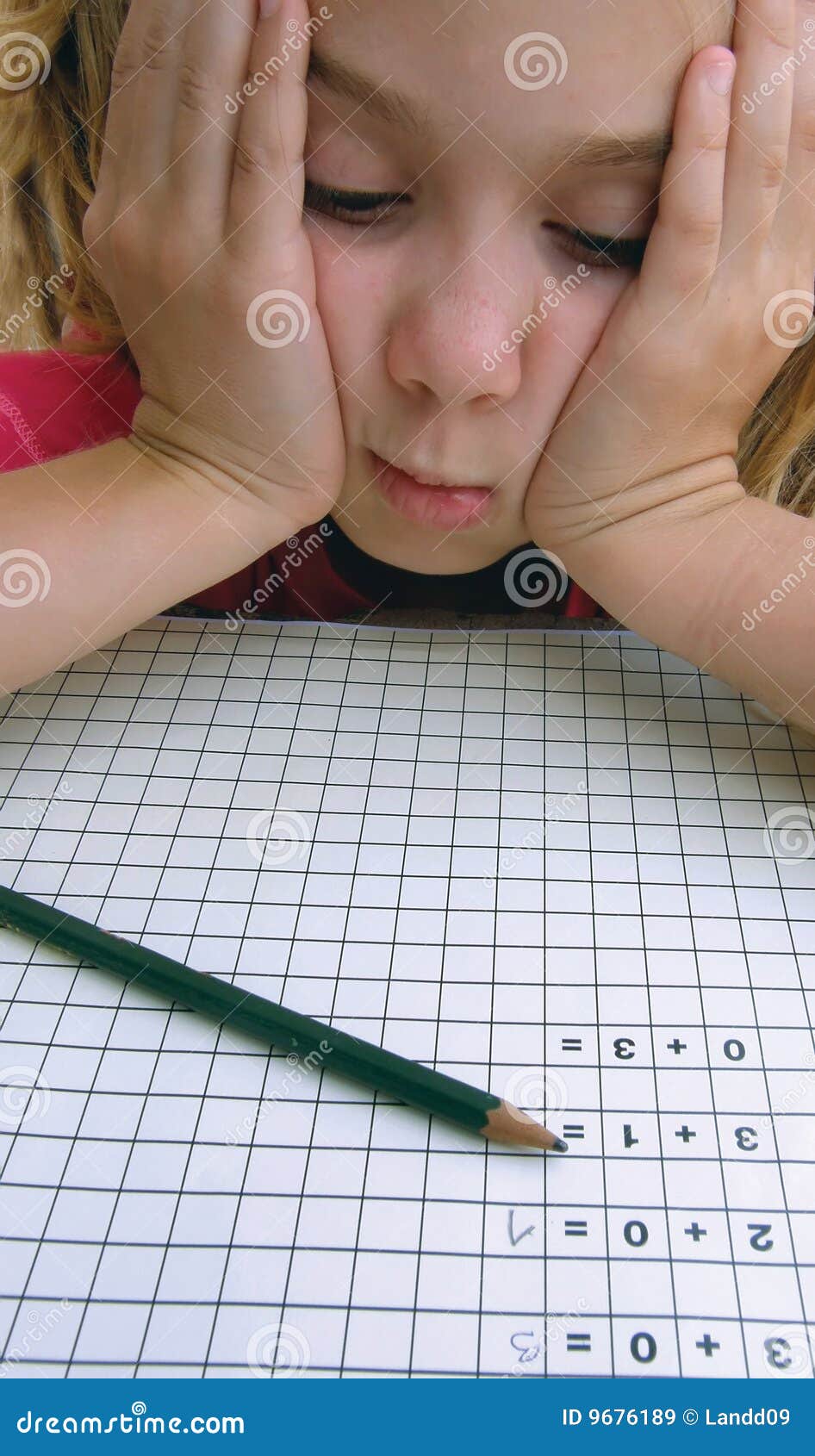 School Girl in Problems with Math Stock Image - Image of diligent ...