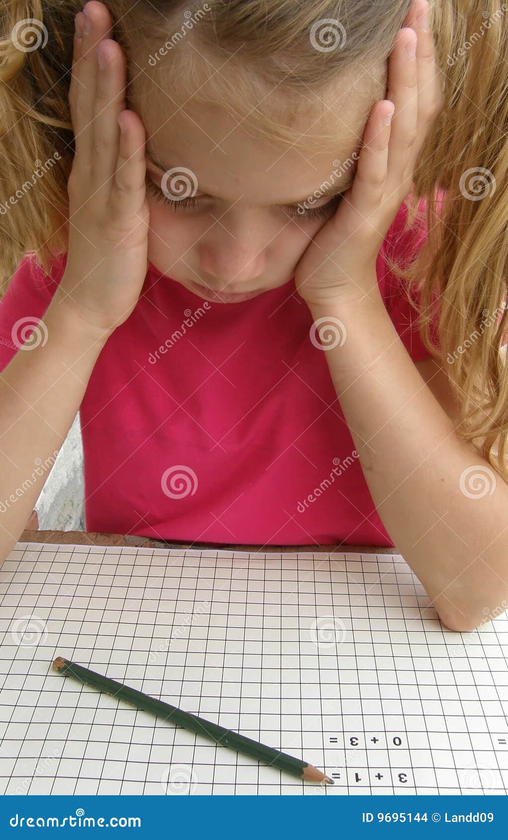 School Girl in Problems with Math Stock Photo - Image of beautiful ...