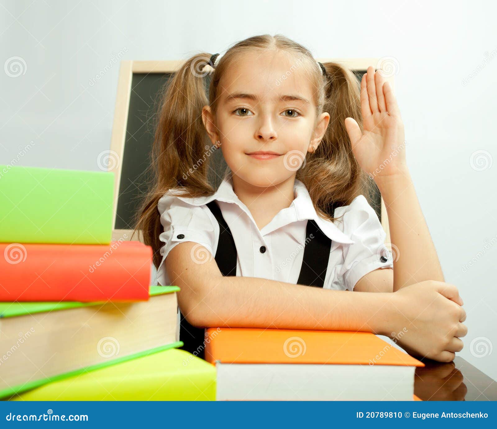 School Girl Ready To Answer for Teacher Question Stock Photo - Image of ...