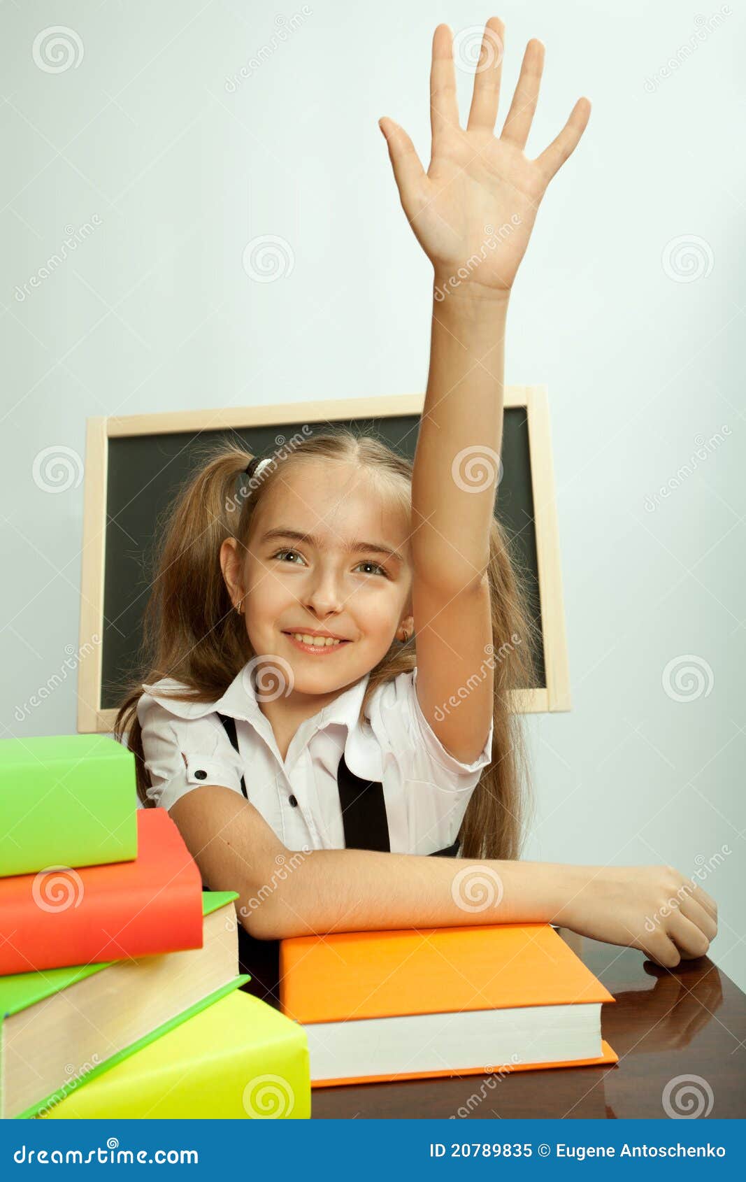 School Girl Ready To Answer for Teacher Question Stock Image - Image of ...