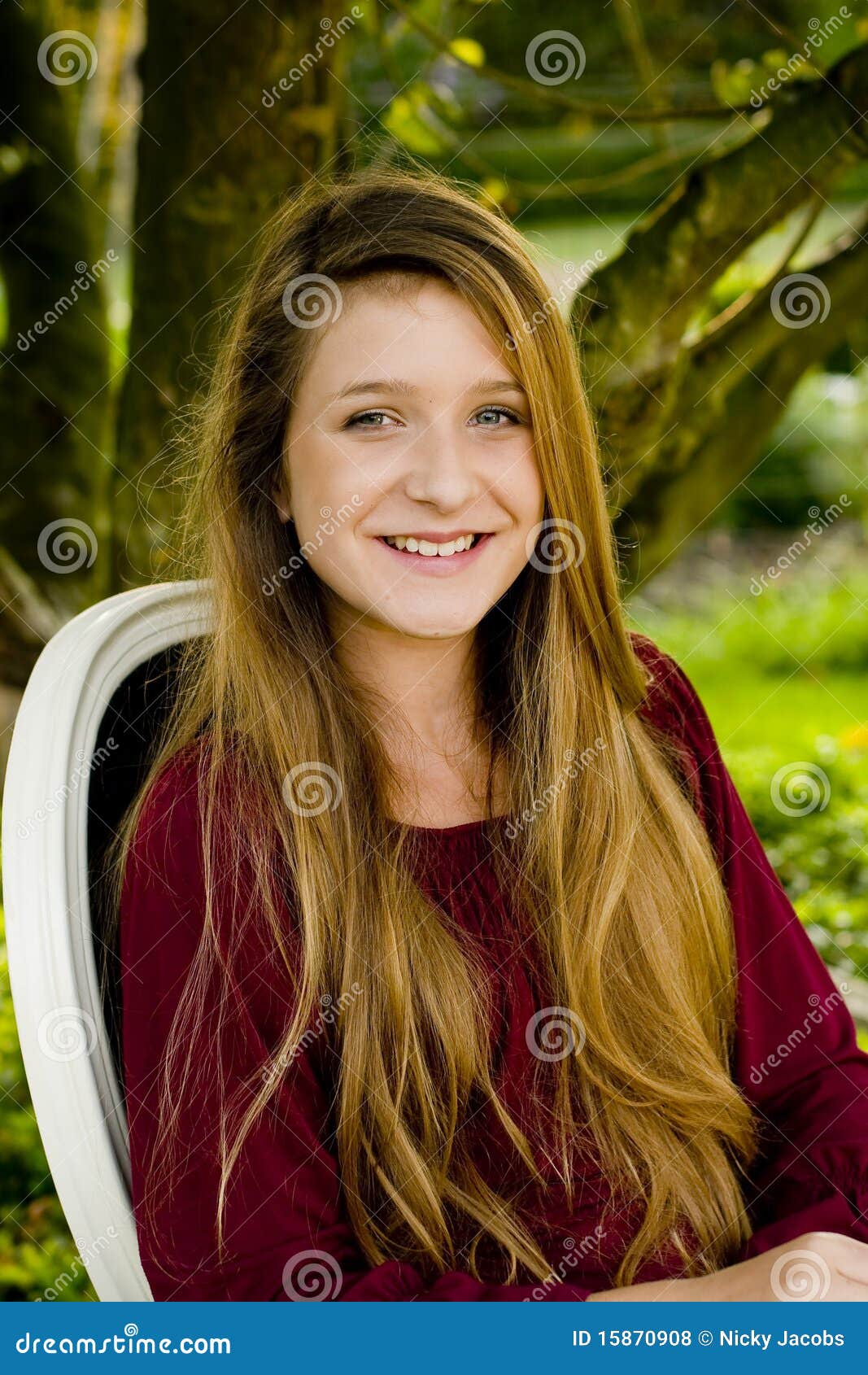 School girl smiling stock photo. Image of female, purple - 15870908