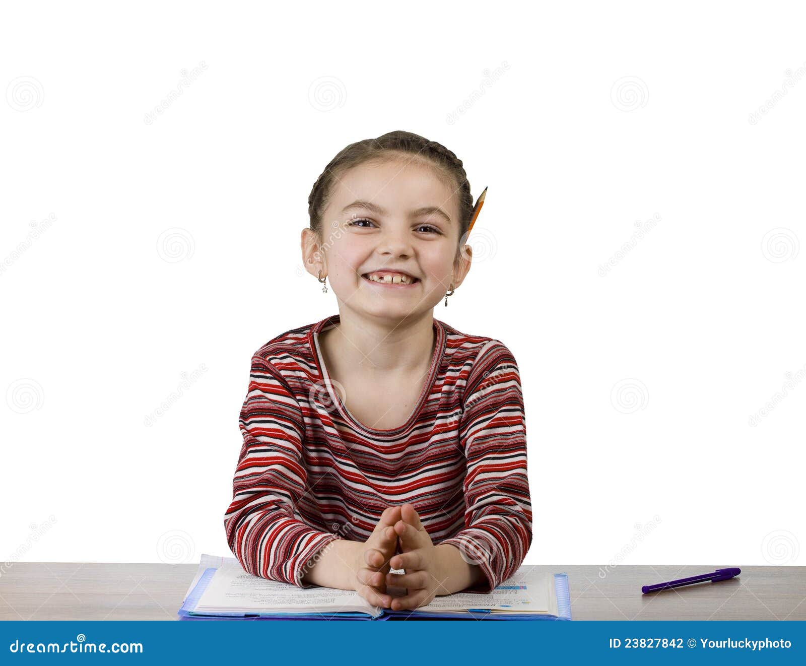 School Girl Smiling into Camera Stock Photo - Image of homework, study ...