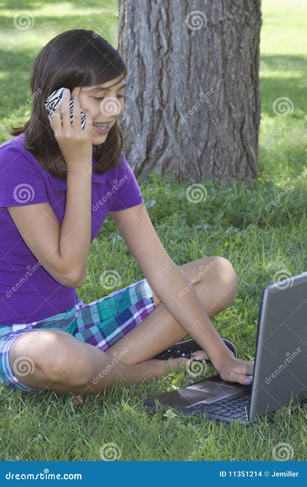 School Girl Using Technology Stock Photo - Image of brown, girl: 11351214