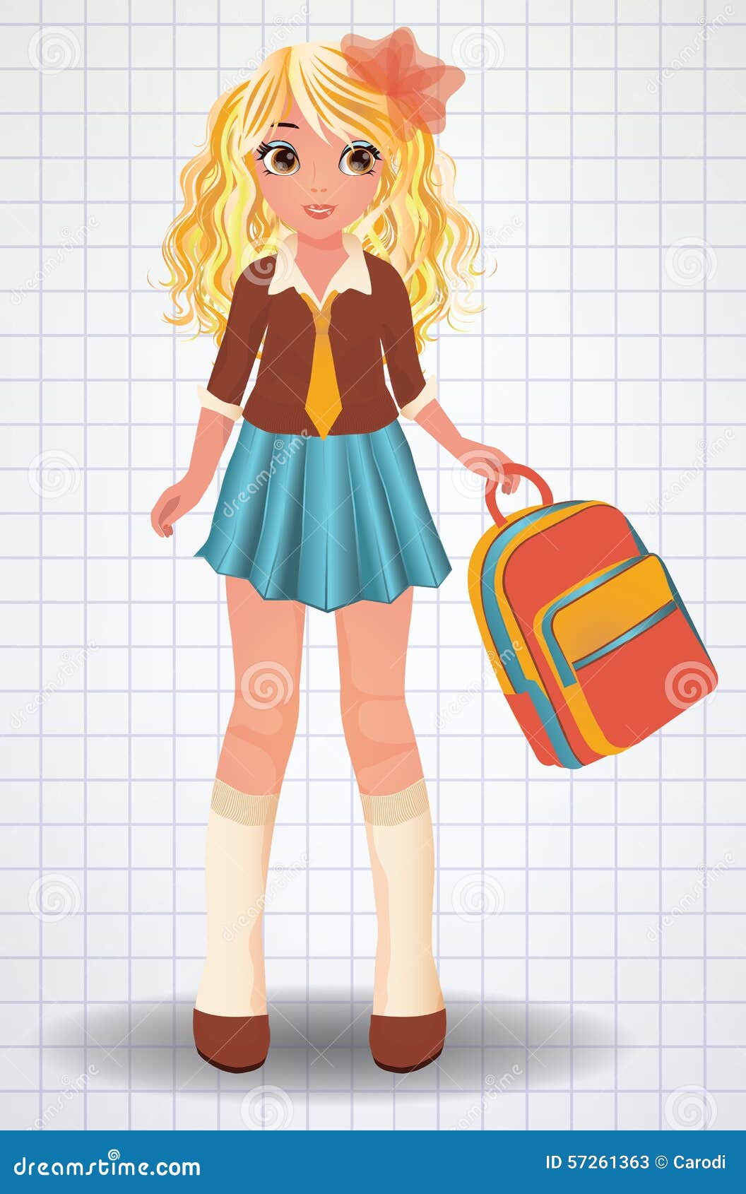 School girl, vector stock vector. Illustration of shirt - 57261363