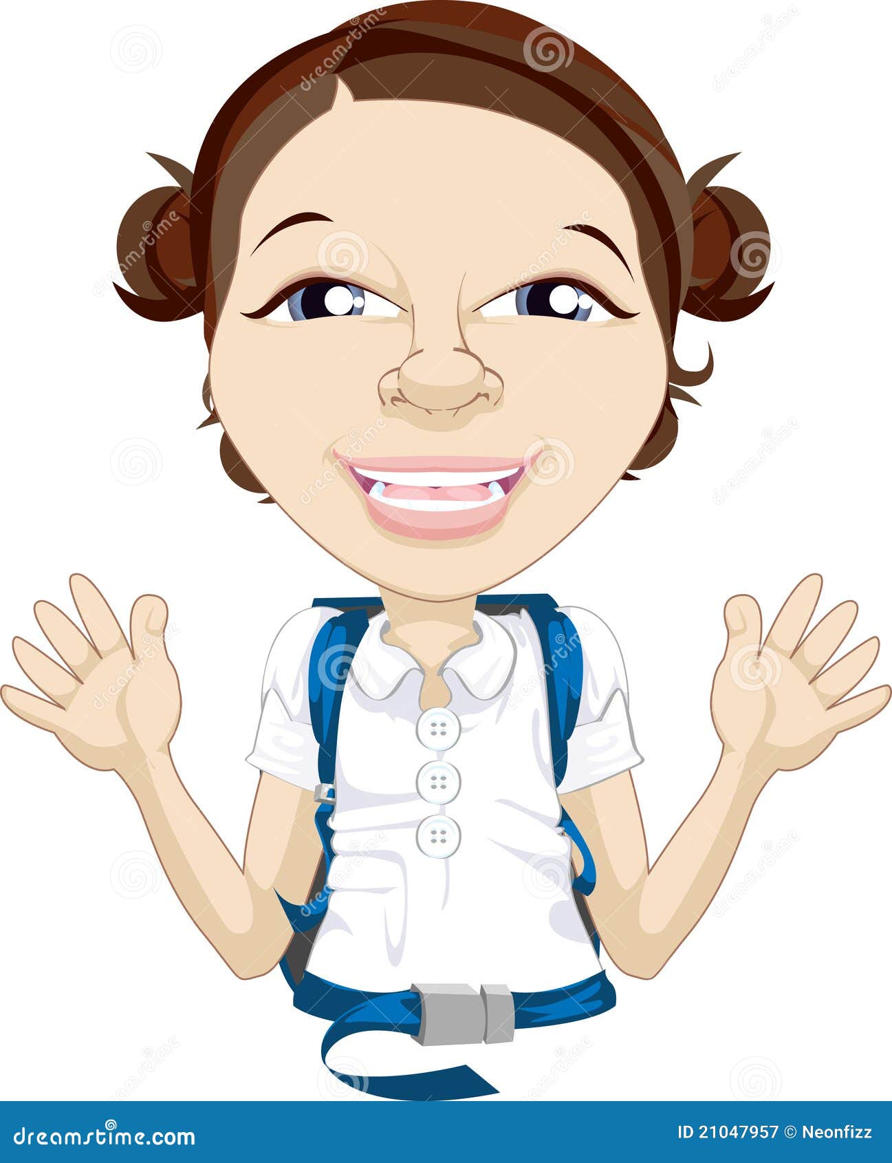 School Girl Waving Illustration Stock Illustration - Illustration of ...