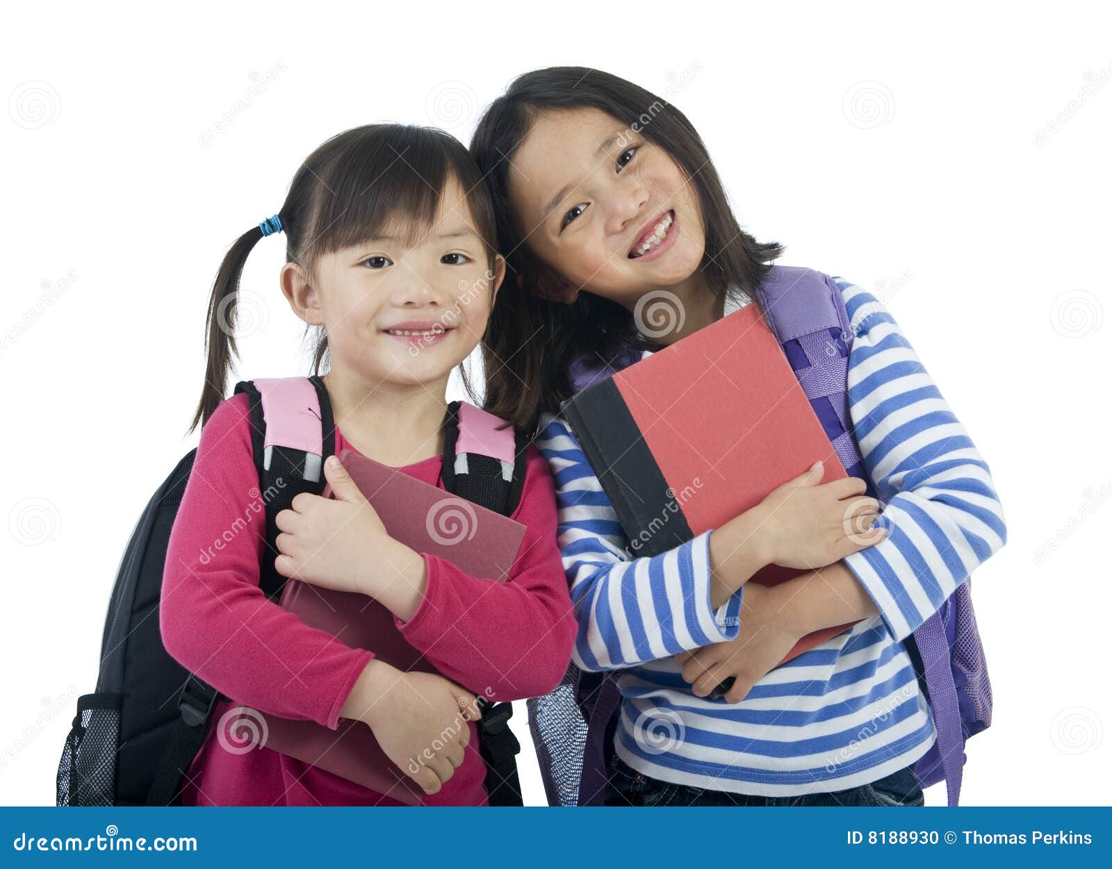 School Girls stock photo. Image of backpack, book, happy - 8188930