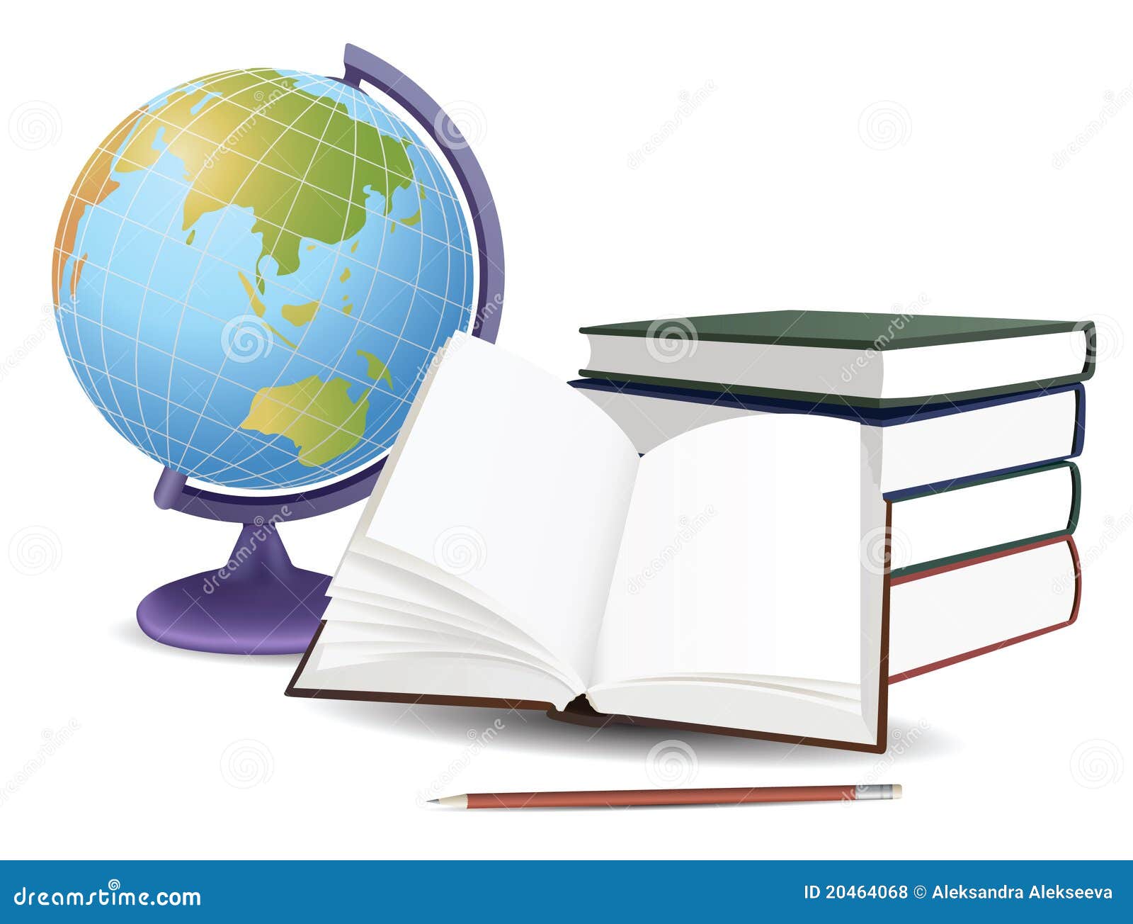 School Globe, Books and Pencil Vector Stock Vector - Illustration of cartography, opened: 20464068