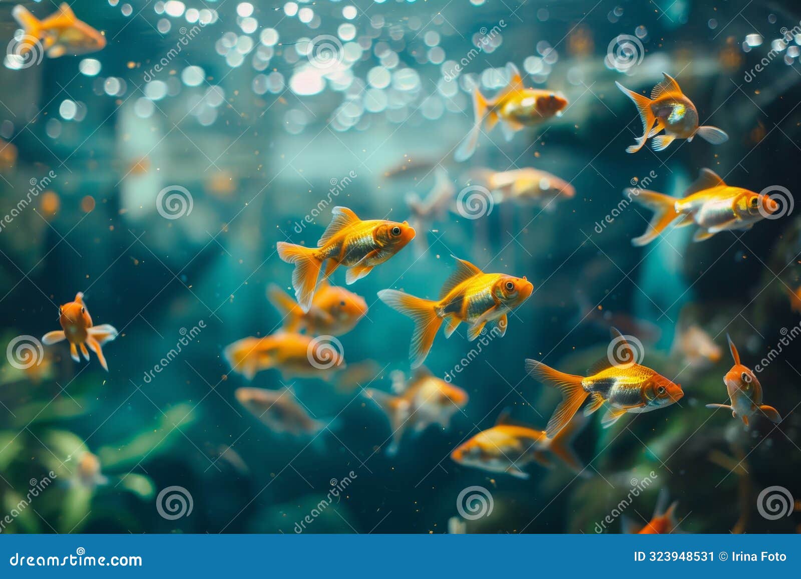 School of Goldfish Swimming in an Aquarium Stock Image - Image of ...