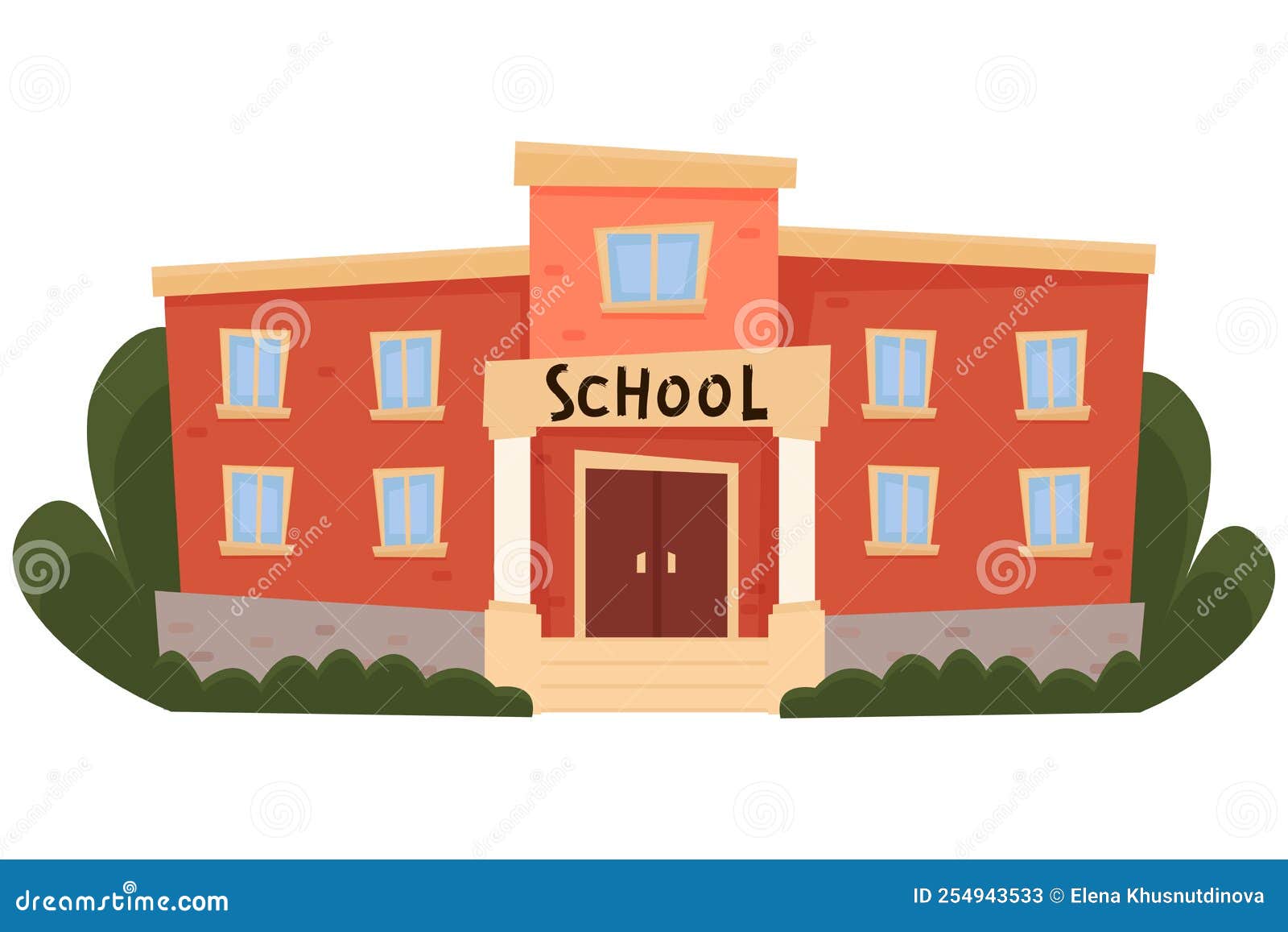 School with a Green Lawn. Icon Stock Vector - Illustration of student ...