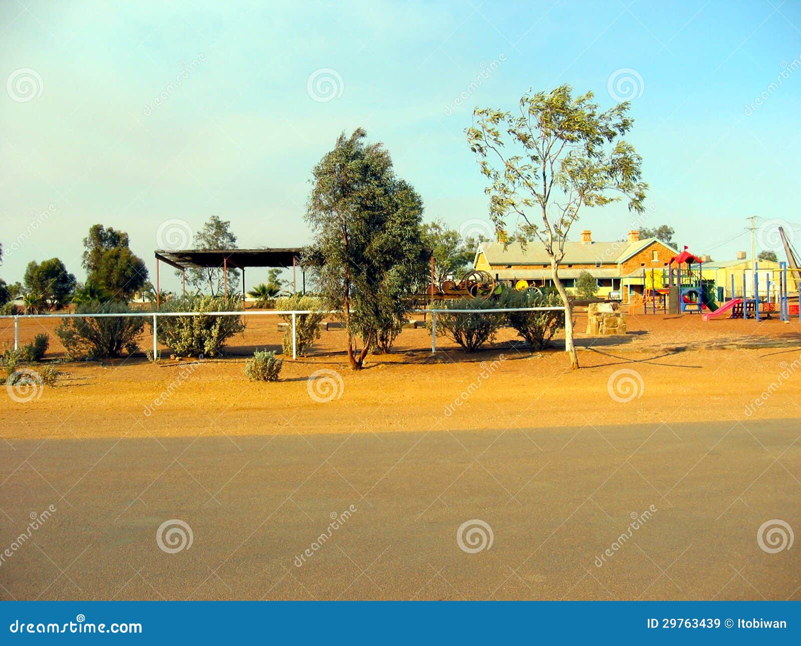 Outback School stock image. Image of road, outback, playing - 29763439