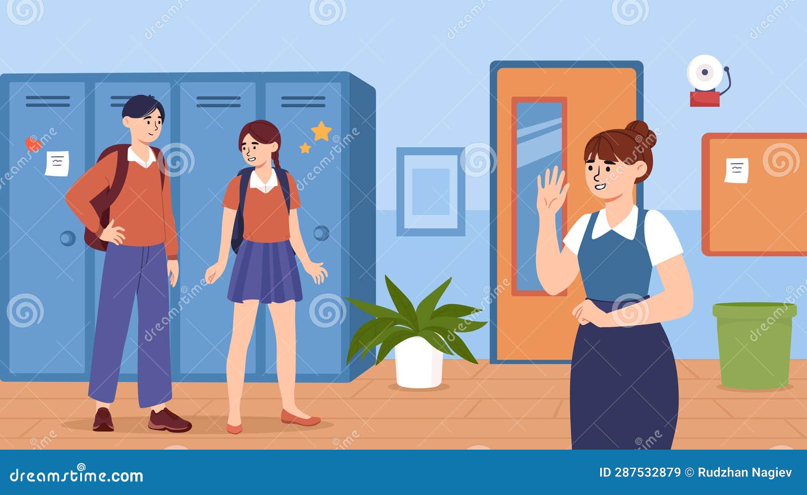 School hall vector concept stock vector. Illustration of locker - 287532879