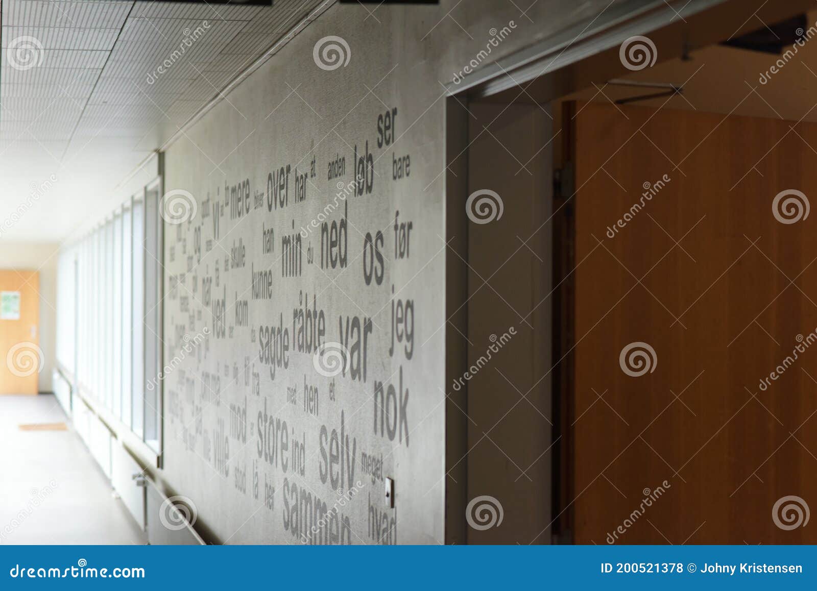 School Hall with Words Written on the Wall Stock Photo - Image of ...