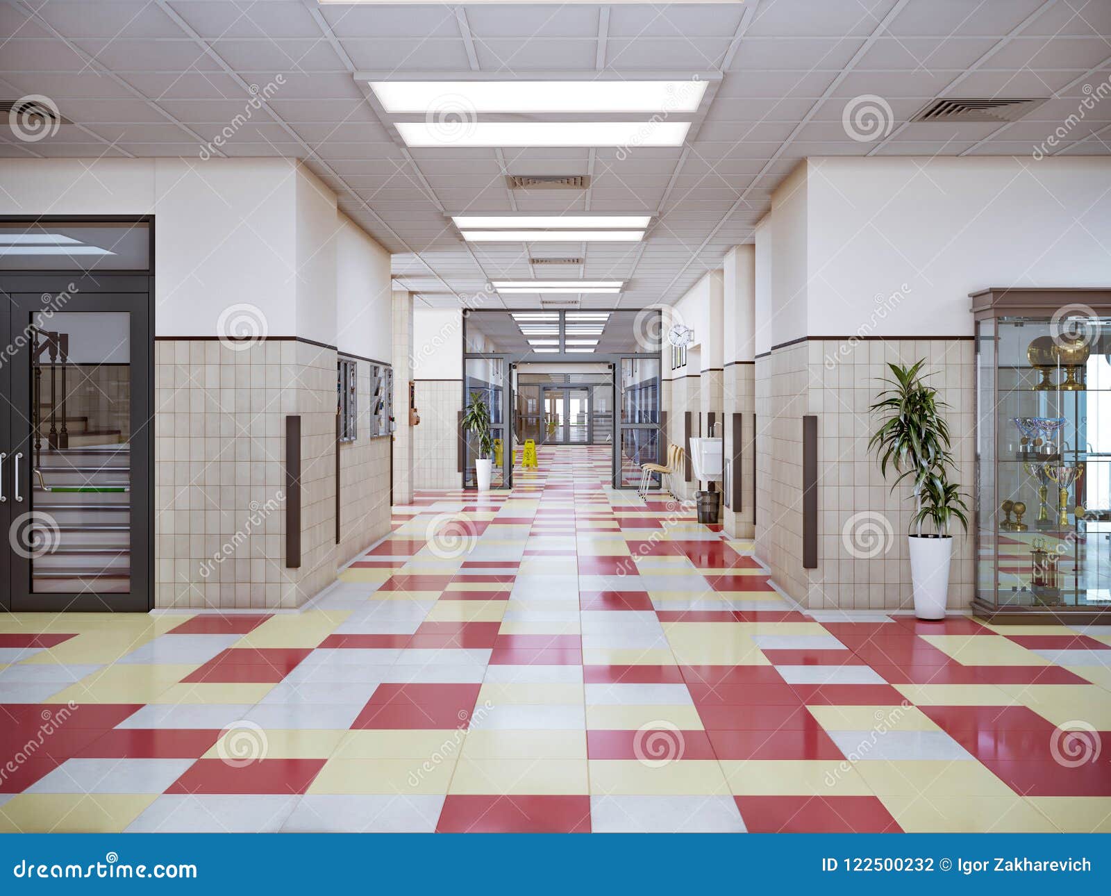 School hallway interior stock photo. Image of school - 122500232