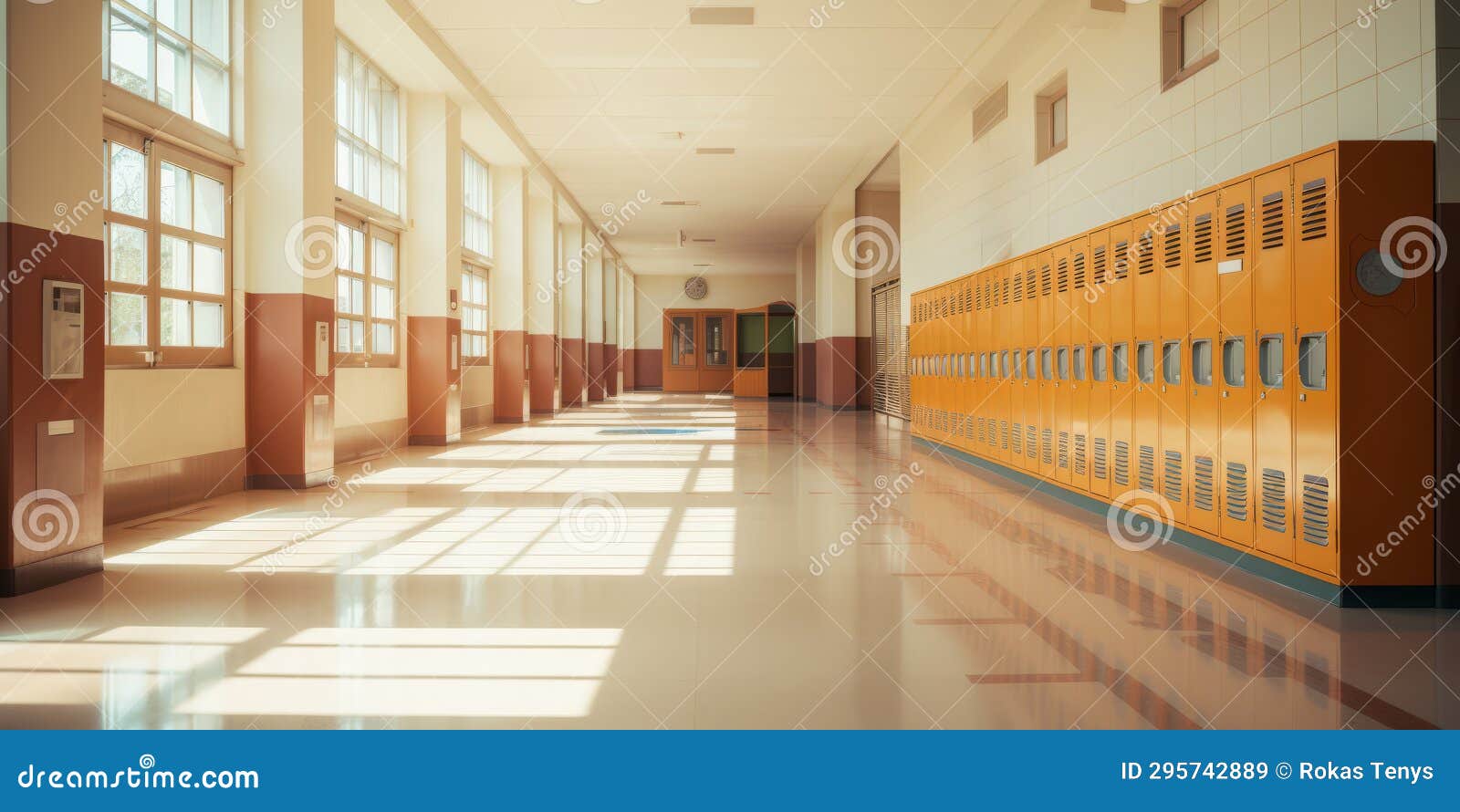 School Hallway with Lockers Stock Image - Image of classroom, interior ...