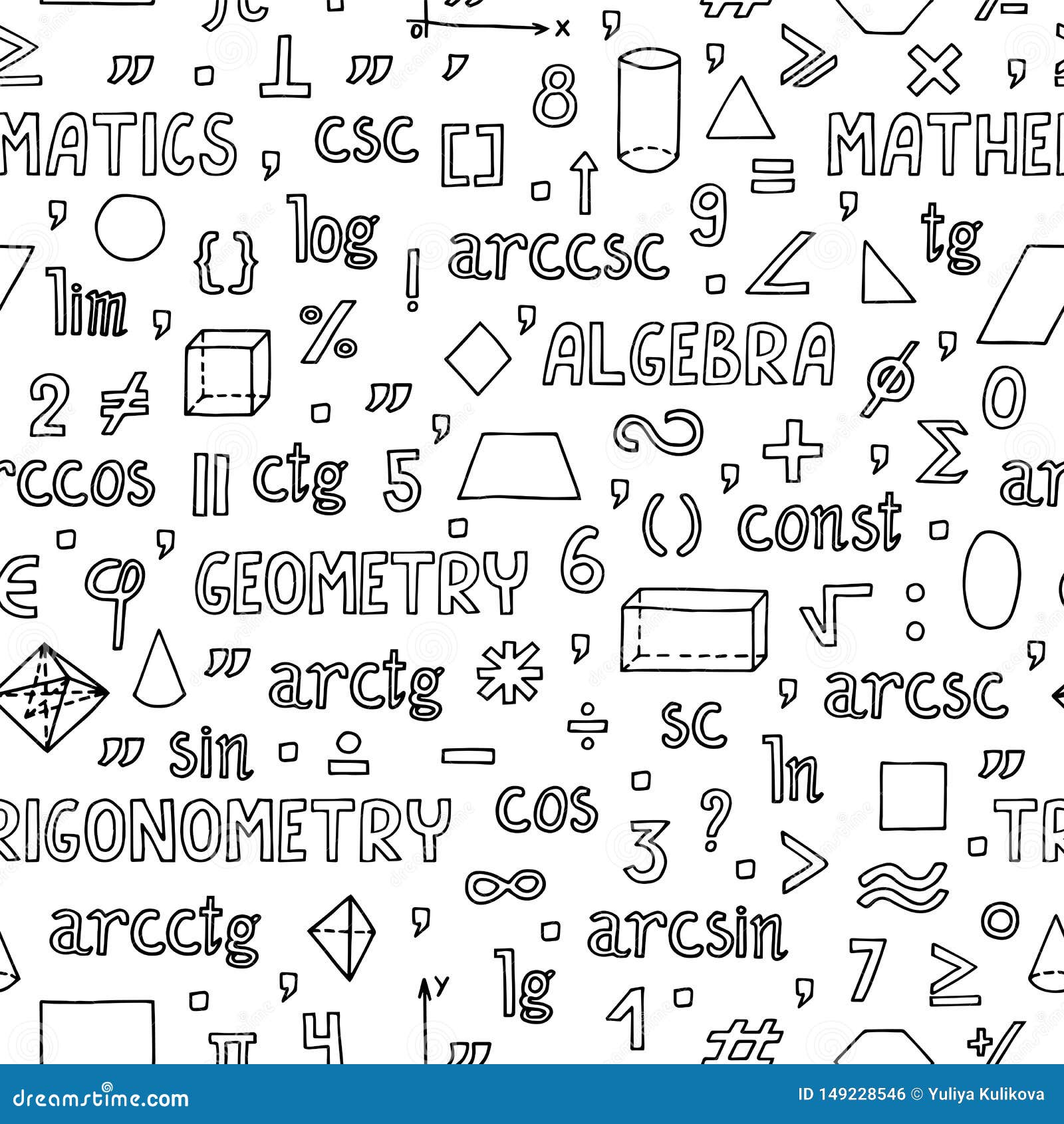 School Hand Drawn Mathematical Signs and Symbols Seamless Pattern ... School Hand Drawn Mathematical Signs and Symbols Seamless Pattern ...