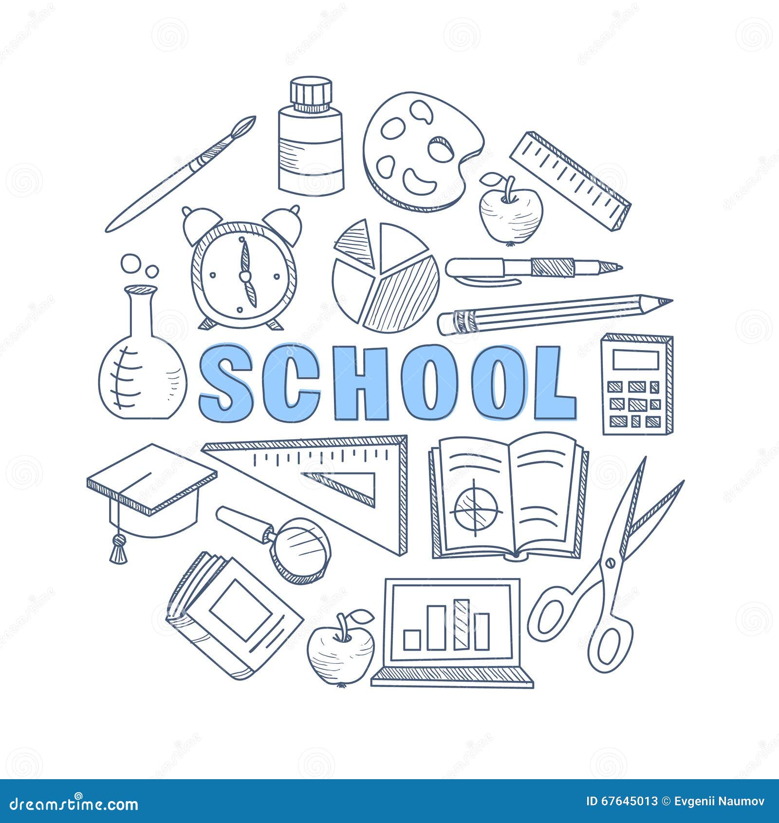 School Hand Drawn Set. Vector Illustration Stock Vector - Illustration ...