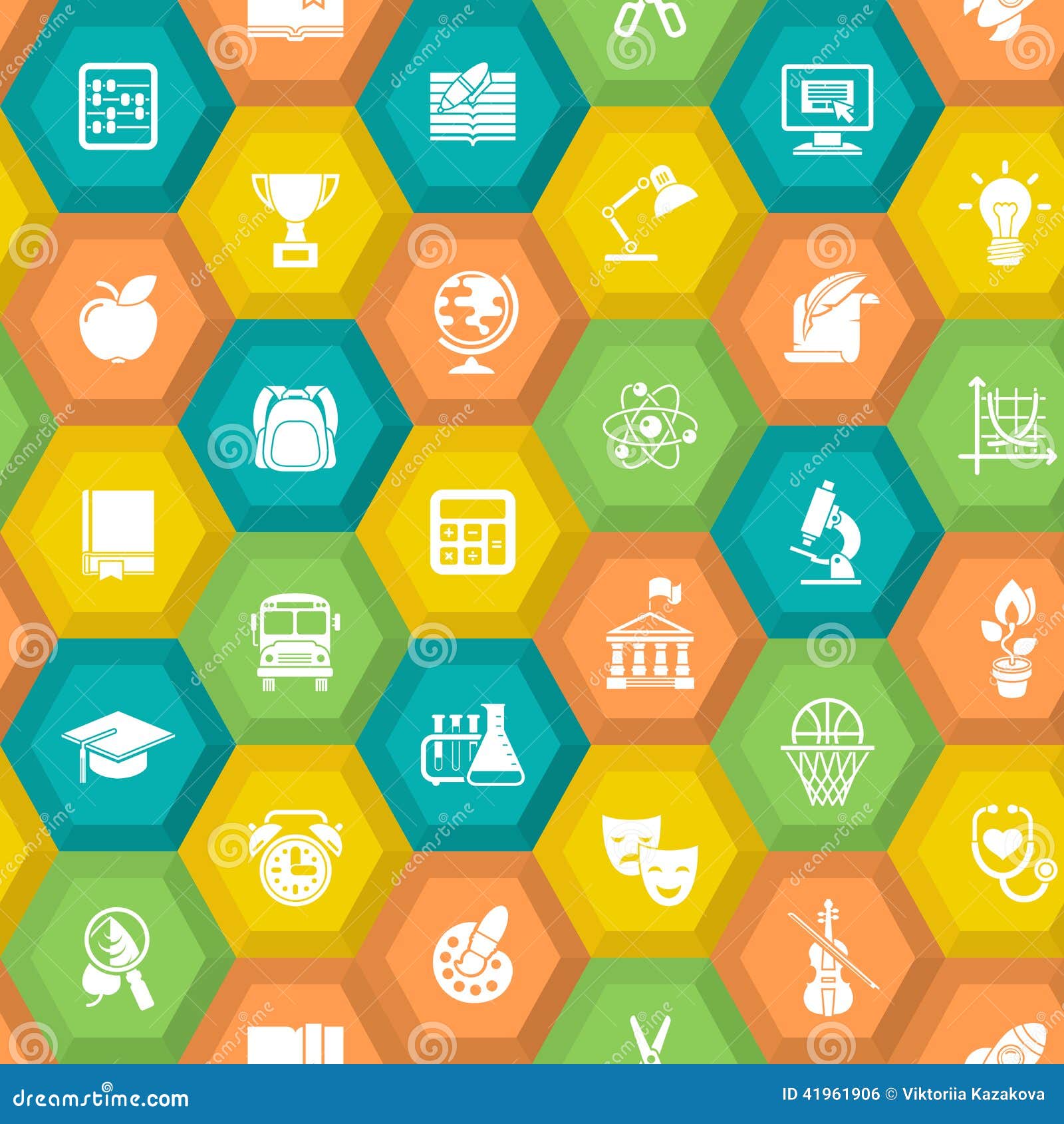 School Hexagonal Colored Pattern Stock Vector - Illustration of ...