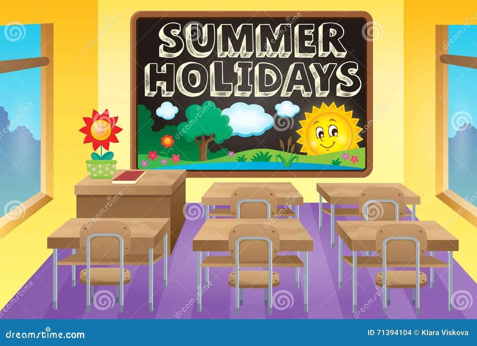 School Holidays Theme Image 3 Stock Vector - Illustration of board ...