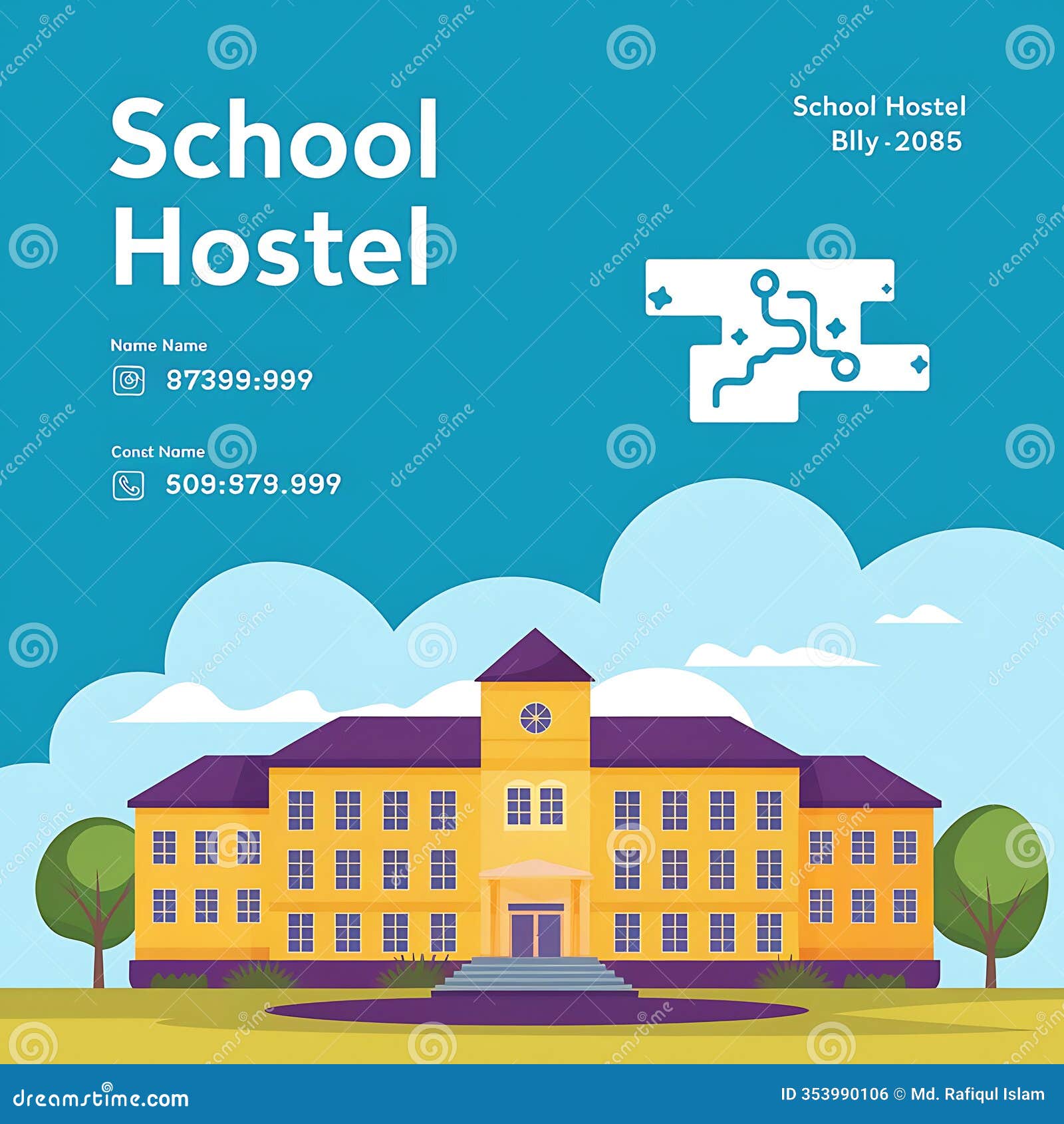 School Hostel Accommodation Flyer Template Design Illustration Photos ...