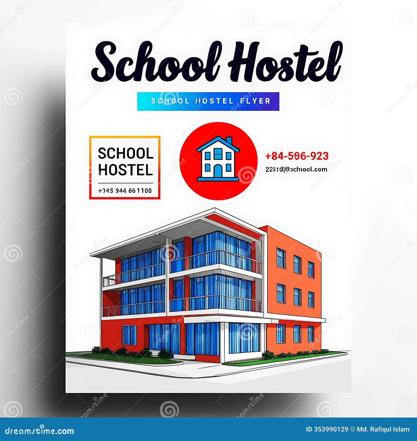 School Hostel Accommodation Flyer Template Design Illustration Photos ...
