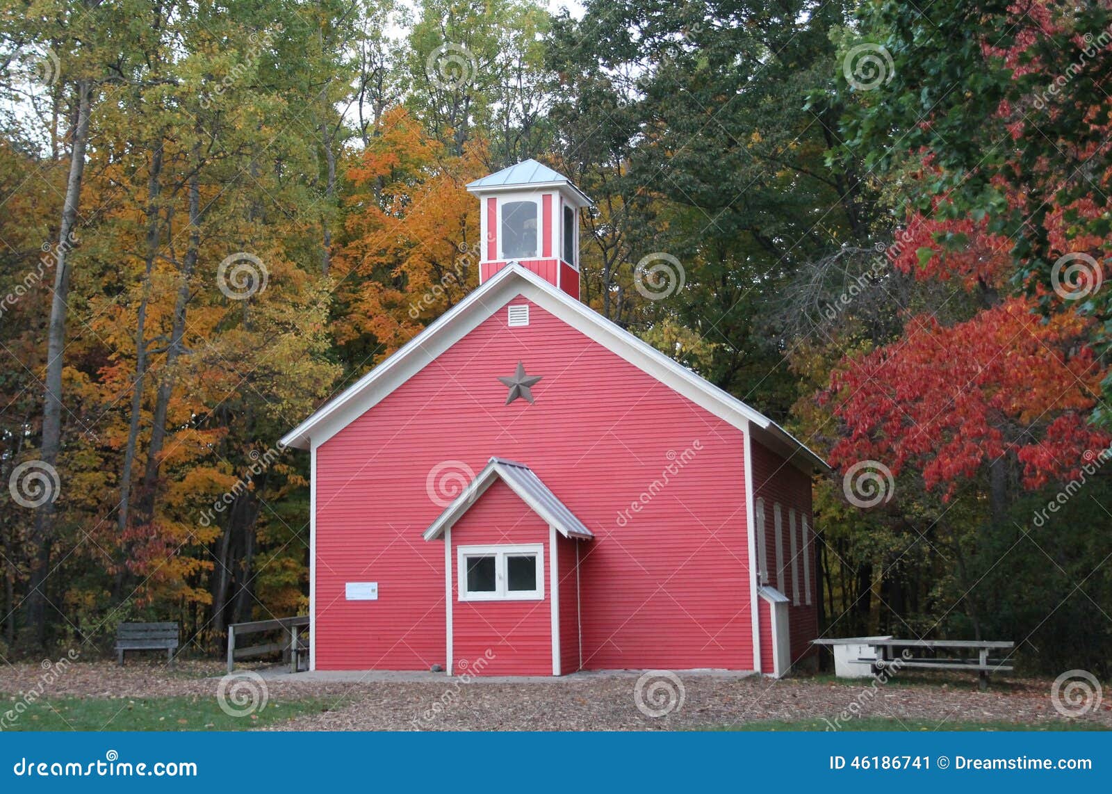 School house in Fall stock image. Image of house, teacher - 46186741