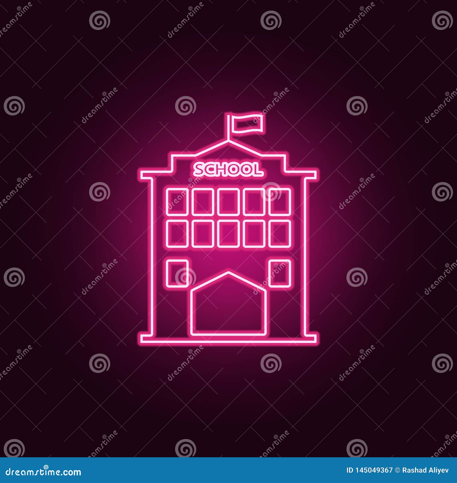School Icon. Elements of Web in Neon Style Icons Stock Illustration ...