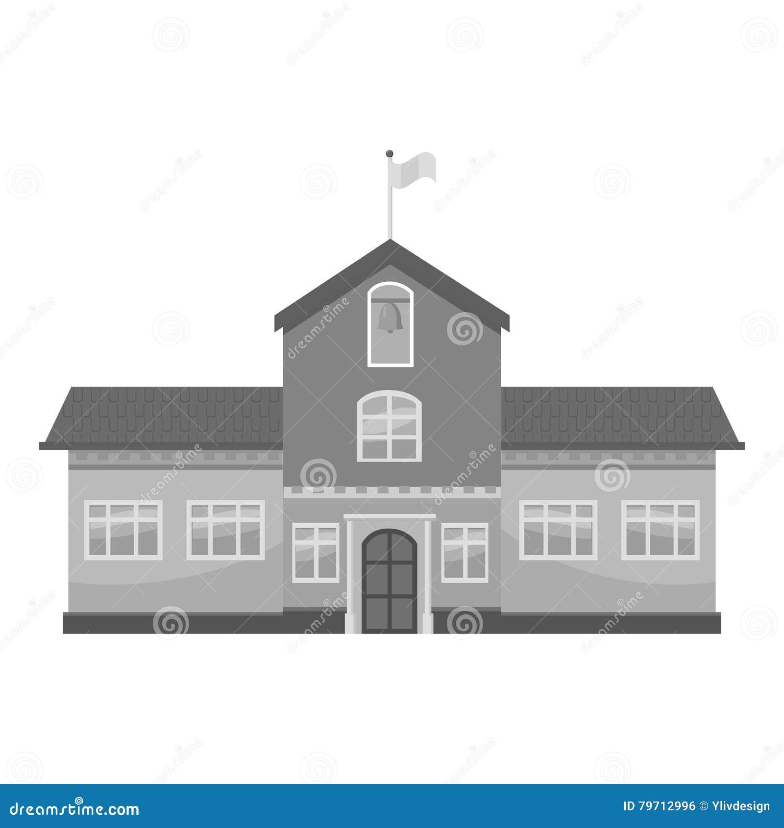 School Icon, Gray Monochrome Style Stock Vector - Illustration of ...