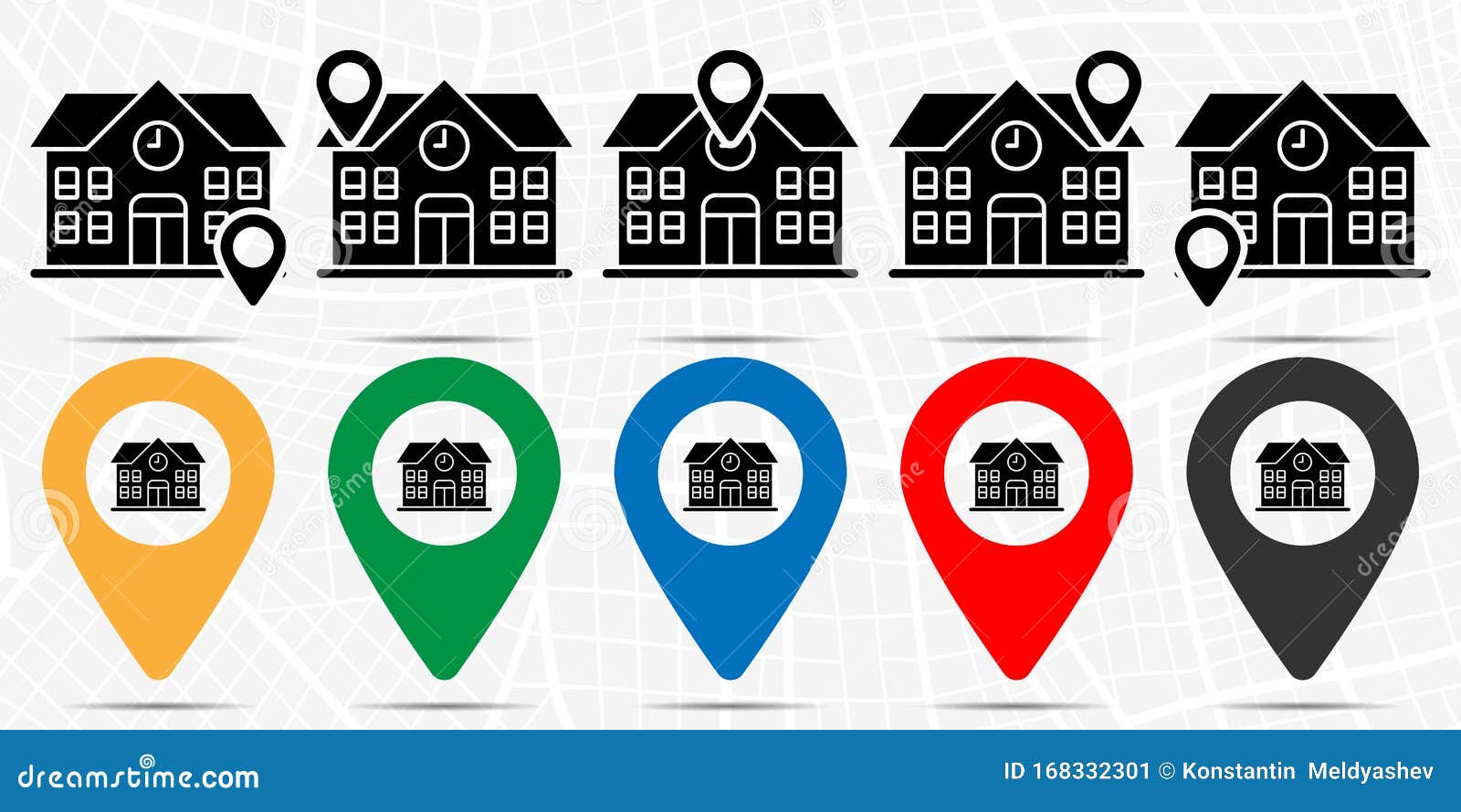 School Icon In Location Set. Simple Glyph, Flat Illustration Element Of ...