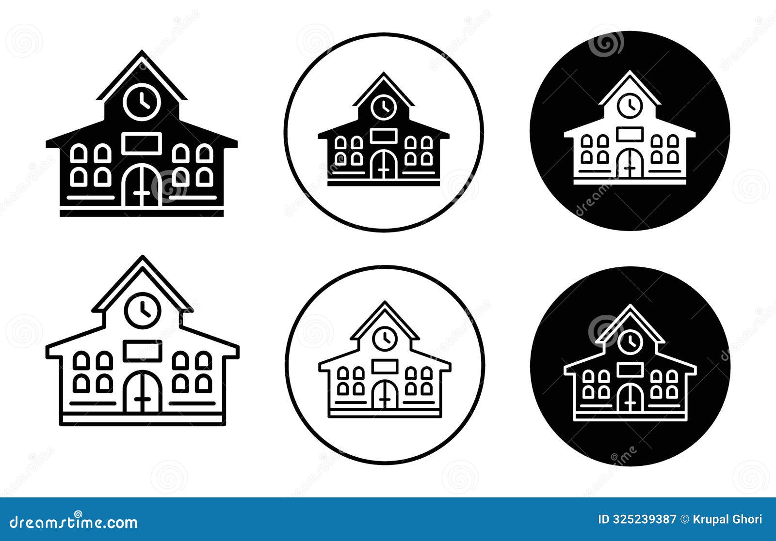 School Icon Outline Flat Icon Stock Illustration - Illustration of ...