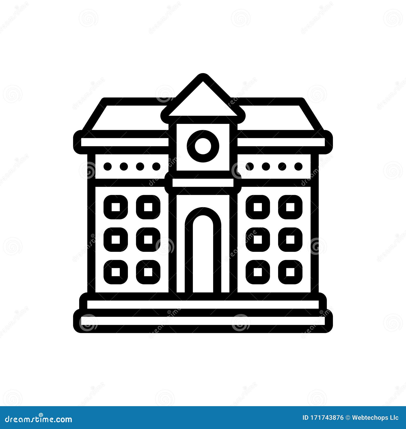 Black Line Icon for School, Seminary and Building Stock Vector ...