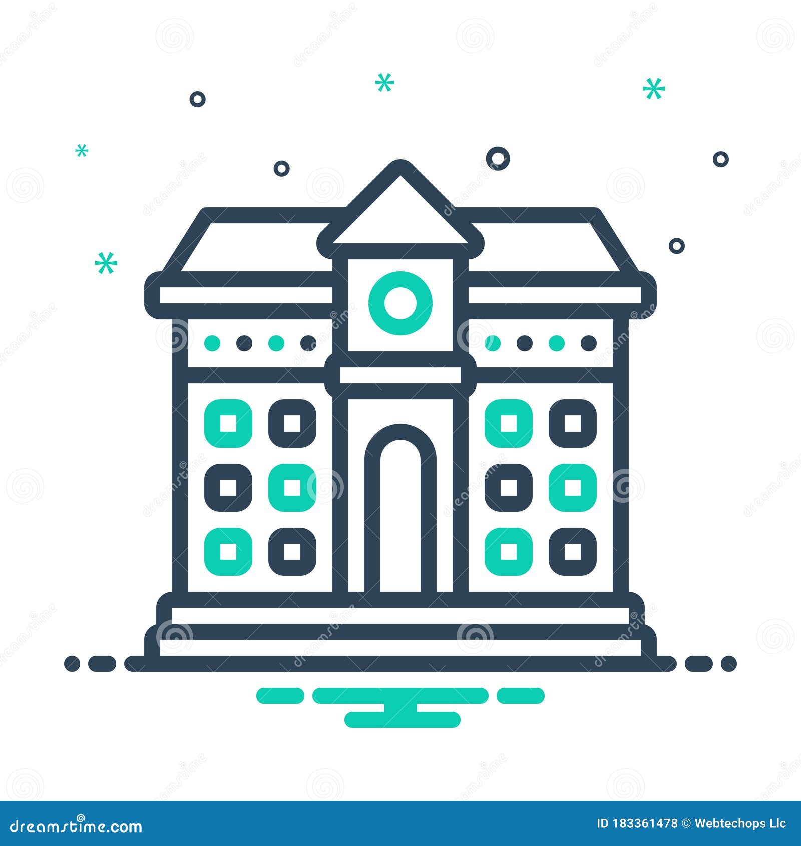 Mix Icon For School, Seminary And Building Vector Illustration ...