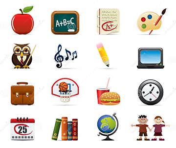 School Icon Set stock vector. Illustration of icon, paint - 9156218