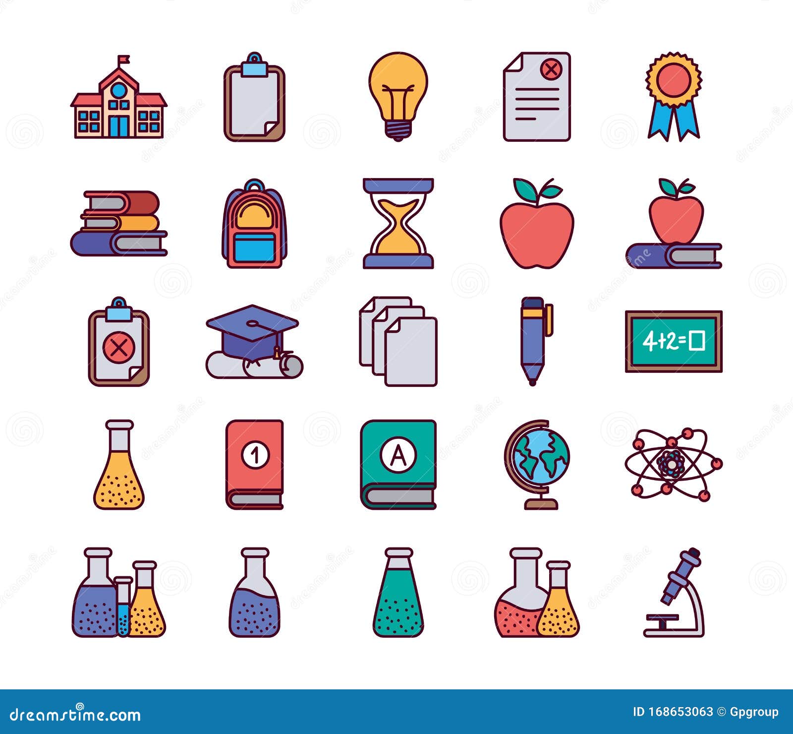 Isolated School Icon Set Vector Design Stock Vector - Illustration of ...