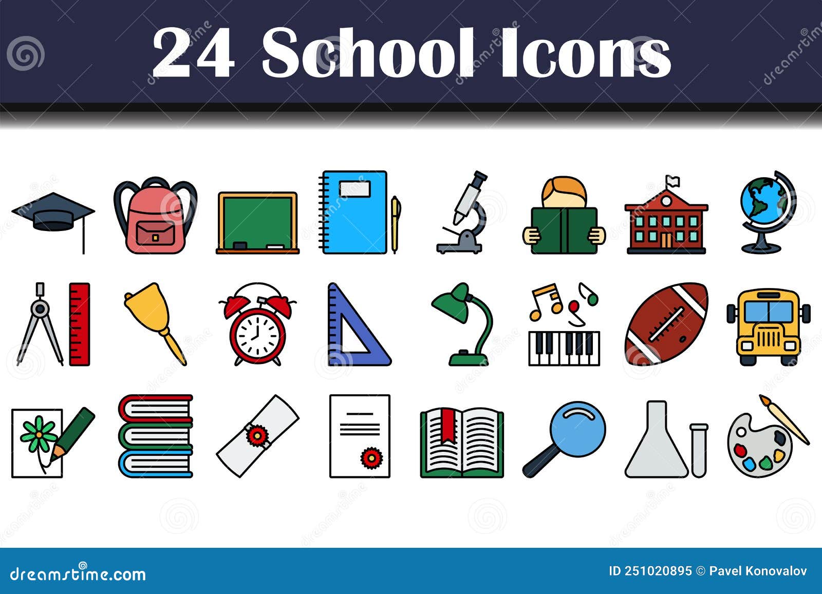 School Icon Set stock vector. Illustration of cateducation - 251020895