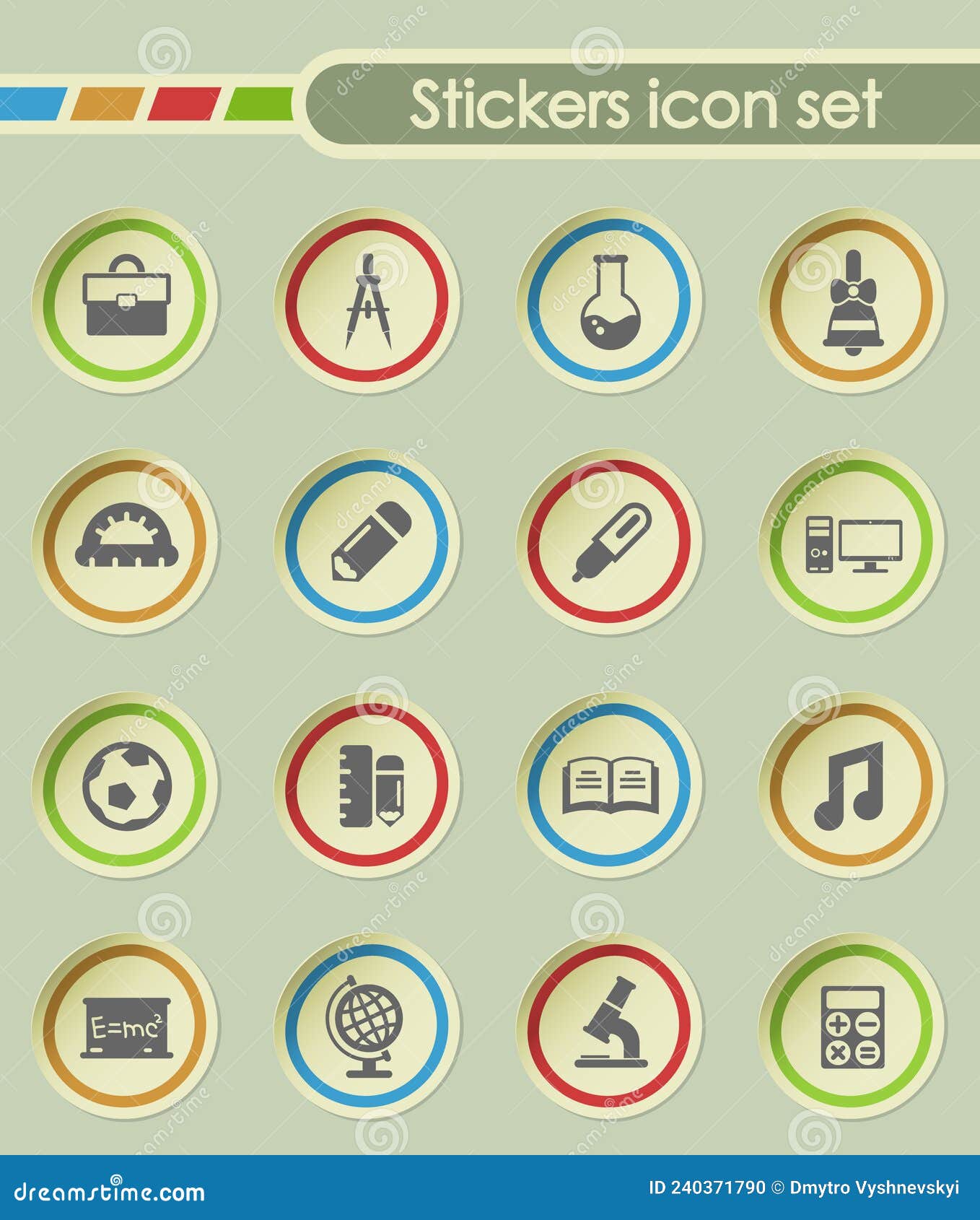 School icon set stock vector. Illustration of protractor - 240371790